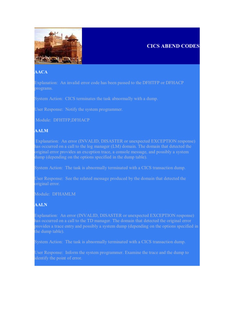 Cics Abend Codes | Download Free PDF | Central Processing Unit | Command Line Interface
