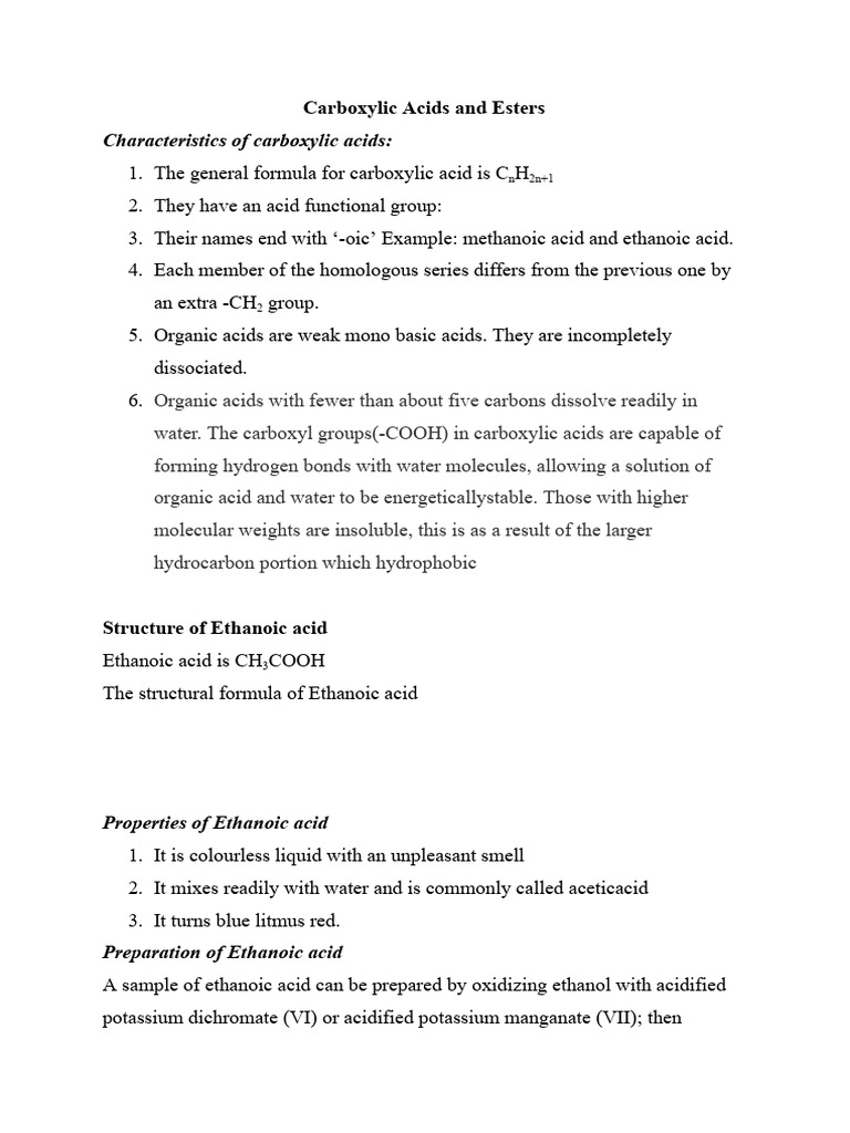 Organic Chemistry - Carboxylic Acids and Esters | PDF | Ester | Acid