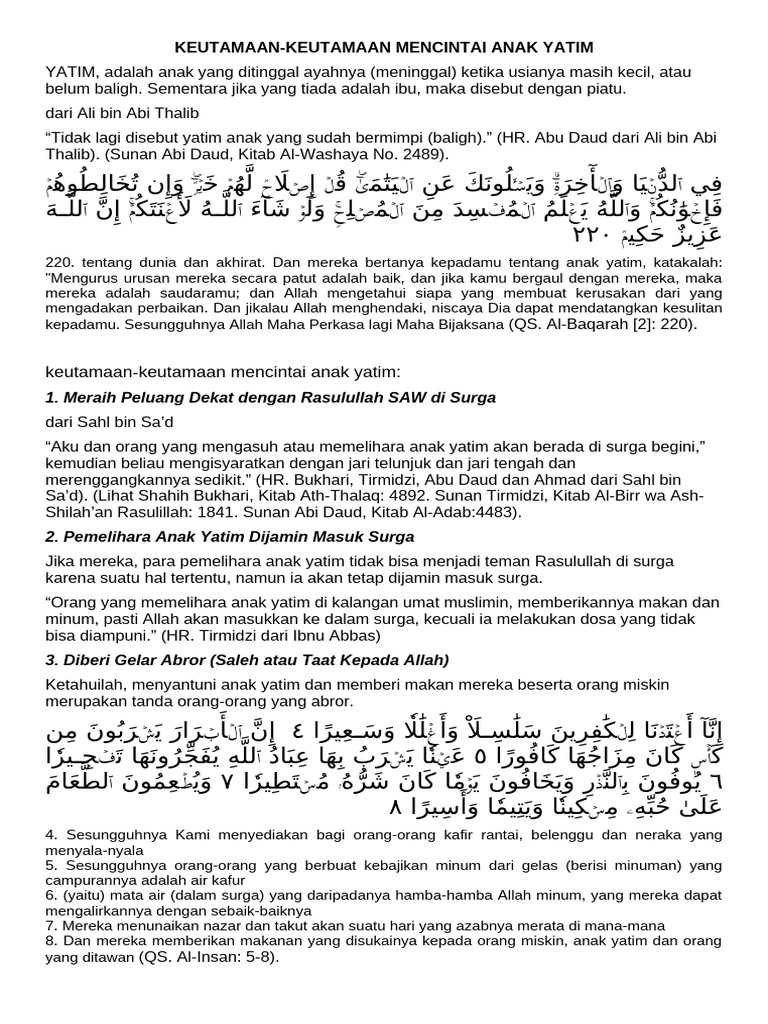 KEUTAMAAN Menyantuni Anak Yatim 2 | PDF