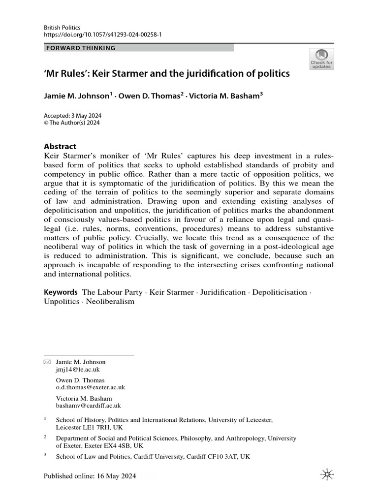 Starmer's Juridification of British Politics | PDF | Cost Of Living ...