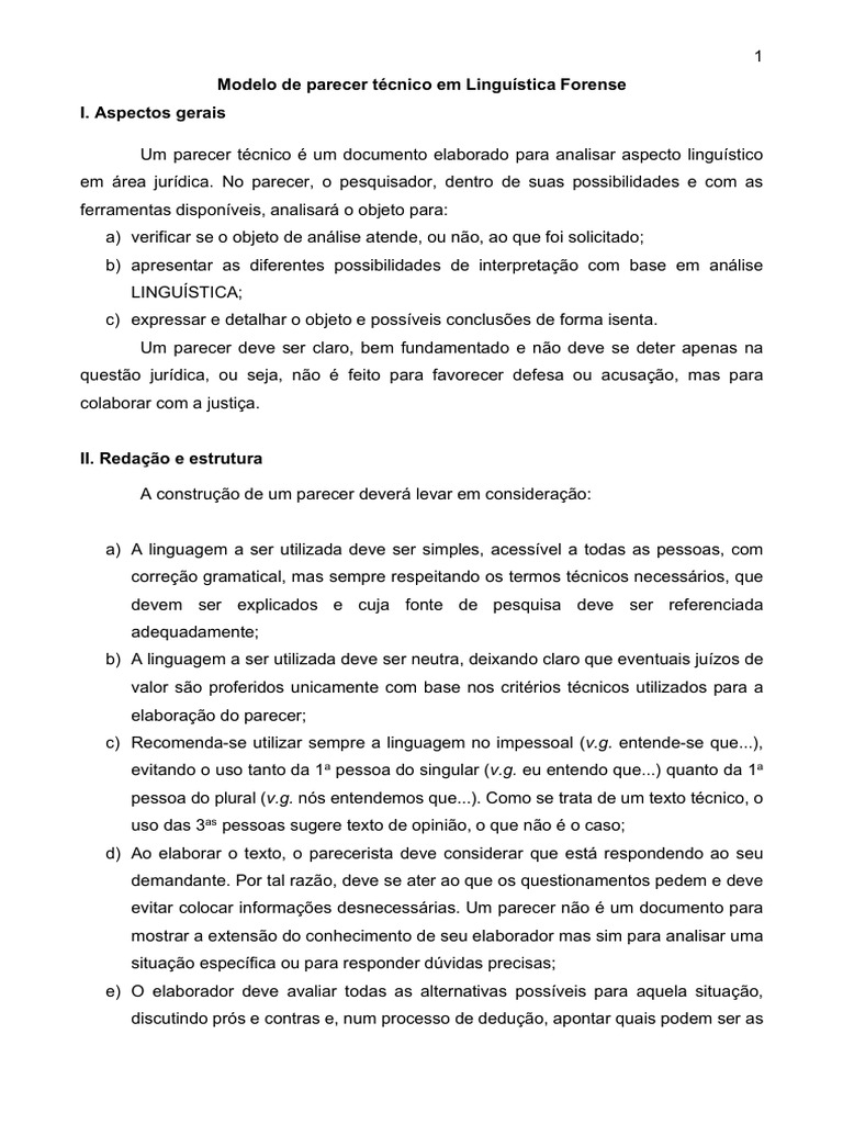 Modelo de Parecer Técnico em Linguística | PDF | Linguística | Informação