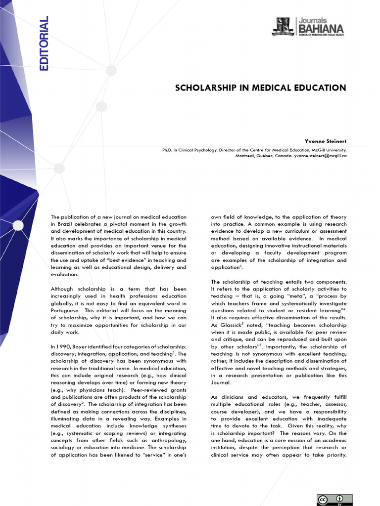 Scholarship in Medical Education | PDF | Medical Education | Teachers