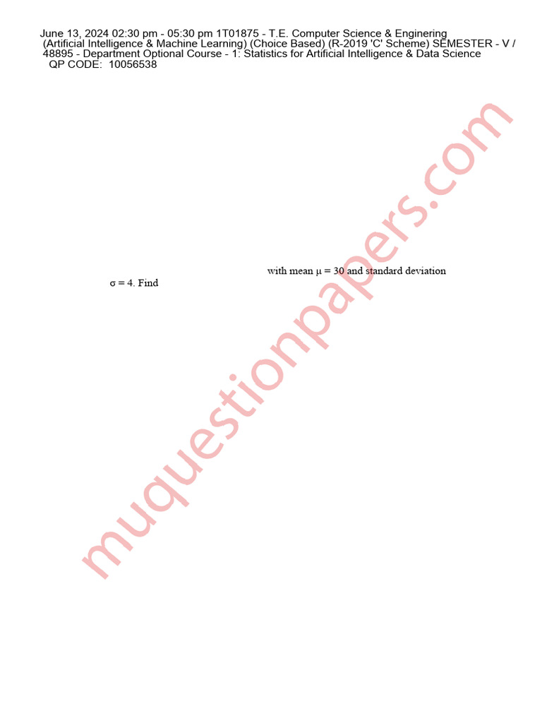 Be - Computer Engineering Aids - Semester 5 - 2024 - May - Dloc I Statistics For Artifical ...