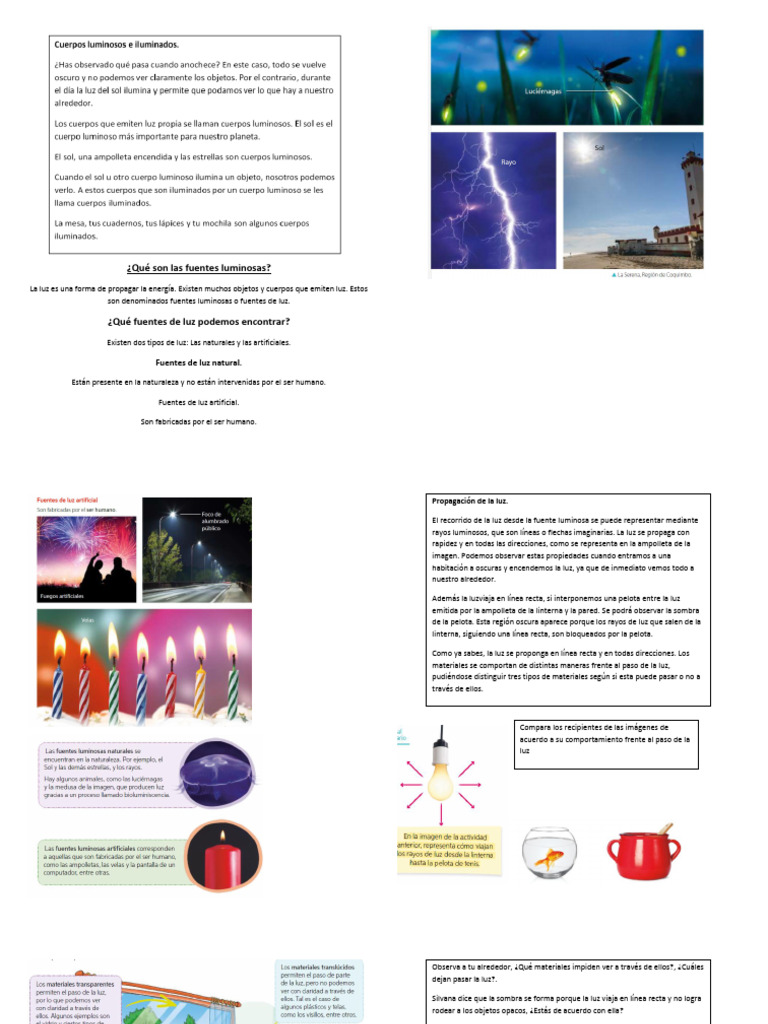 Recortables Ciencias 1 Unidad 4, Luz y Sonido. | PDF | Ligero ...