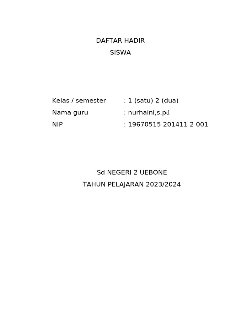 Daftar Hadir Cover | PDF