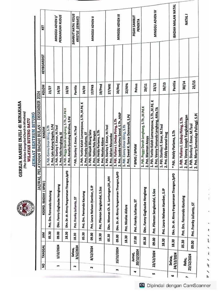 jadwal desember | PDF