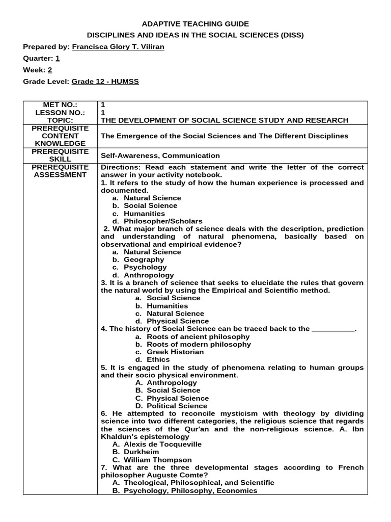 Adaptive Teaching Guide Diss W2 | PDF | Social Sciences | Science