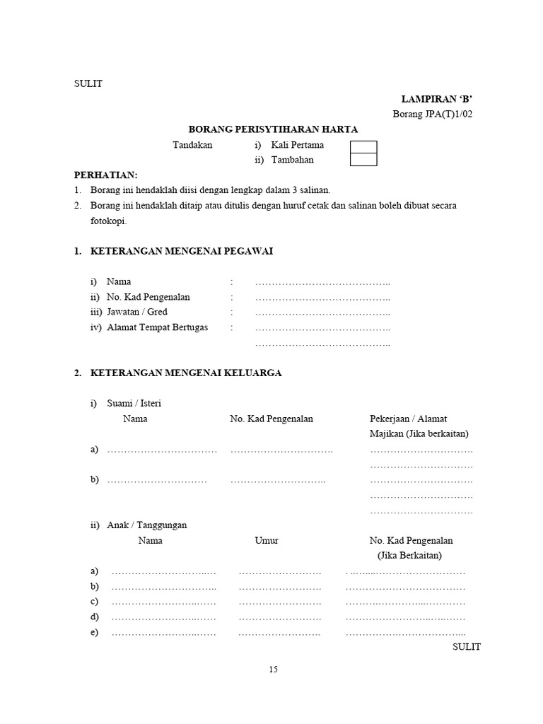 Borang Isytihar Harta | PDF