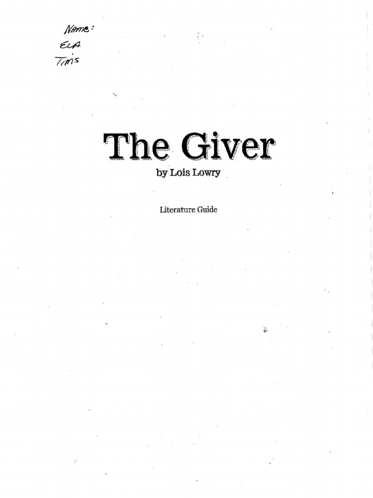 The Giver Lit Guide Scan | PDF