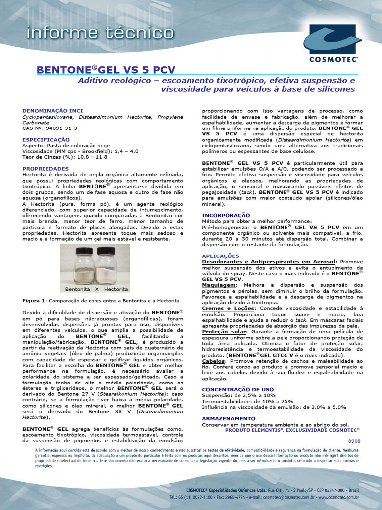 Bentone VS 5 | PDF | Materiais | Substancias químicas