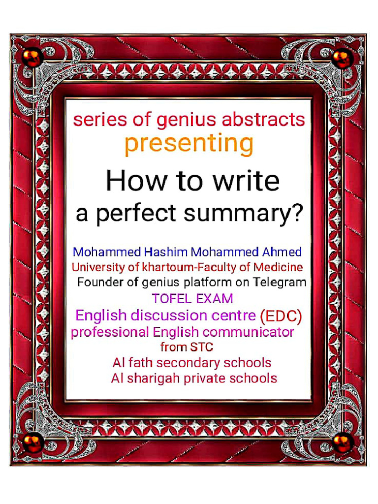 How To Write A Perfect Summary | PDF