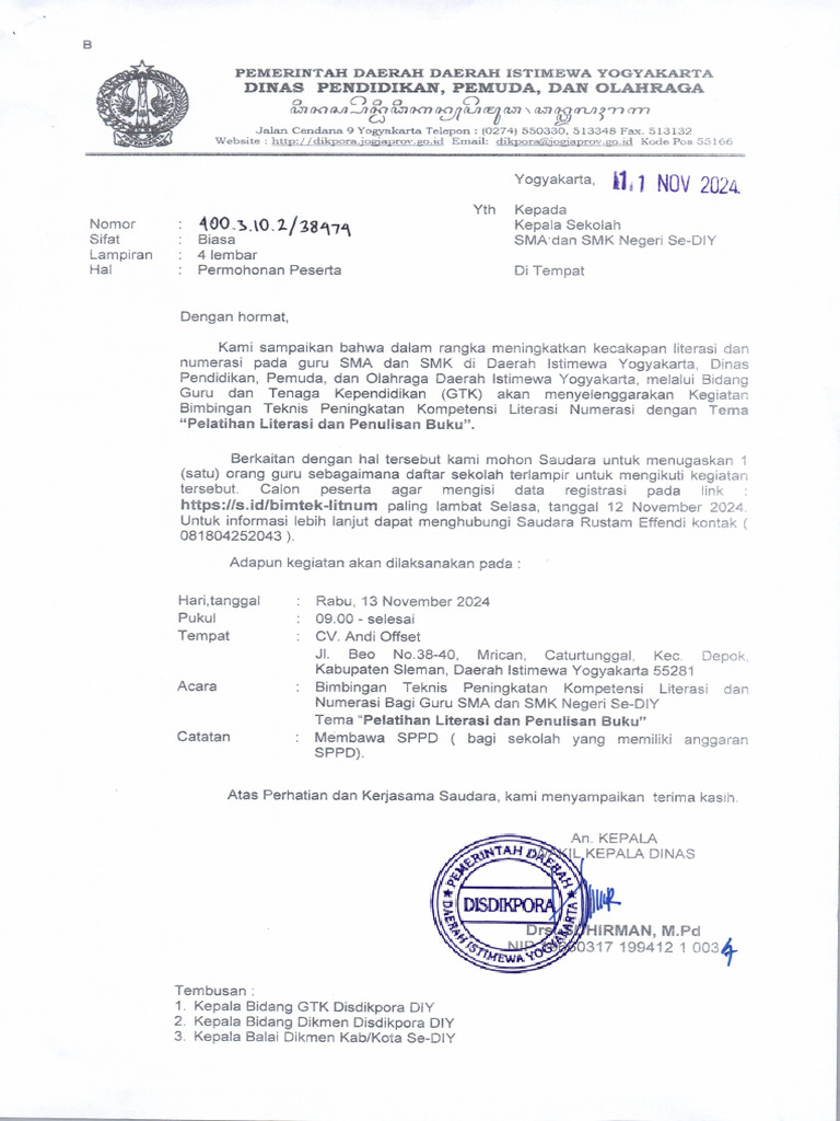 Undangan Peserta Bimtek Litnum-2024 | PDF