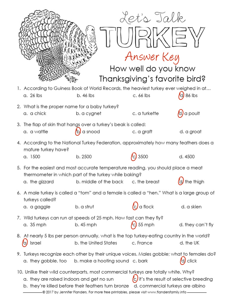 Talk-Turkey-Answer-Key | PDF | Game Birds | Ornithology