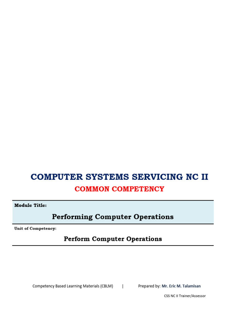 Perform Computer Operations 6pgs Pdf