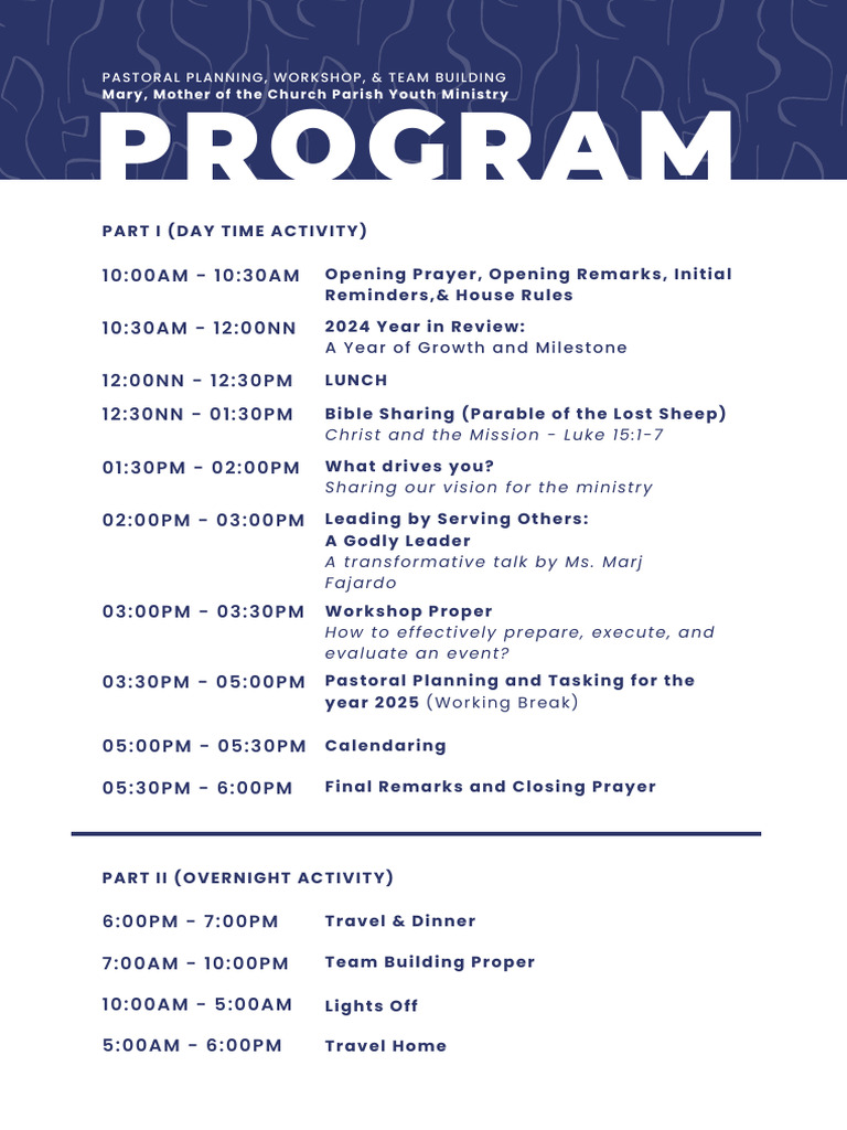 Pastoral Planning & Team Building Program | PDF