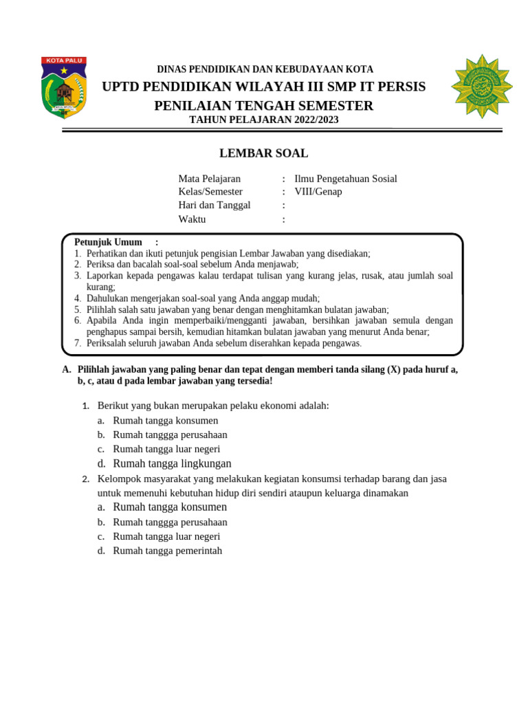 Soal PTS IPS Kelas 8 Genap - WEBSITE WWW - Kherysuryawan.id | PDF