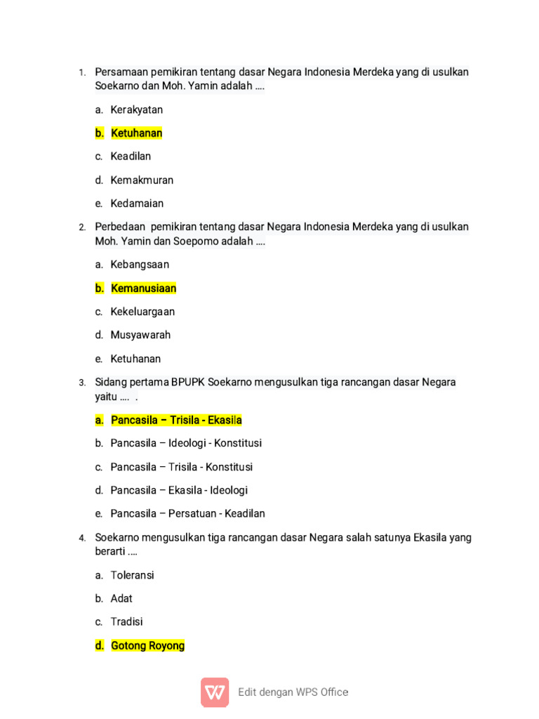 Ujian Kisi-Kisi PAS PPKN Kelas XI Ganjil 24-25 | PDF