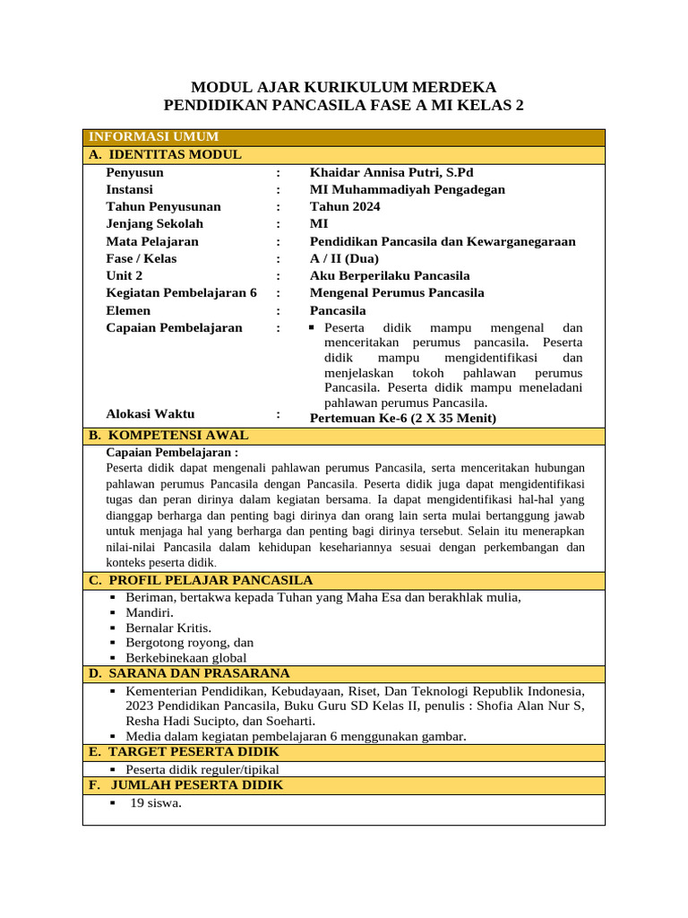 Modul Ajar PKG 2024 | PDF