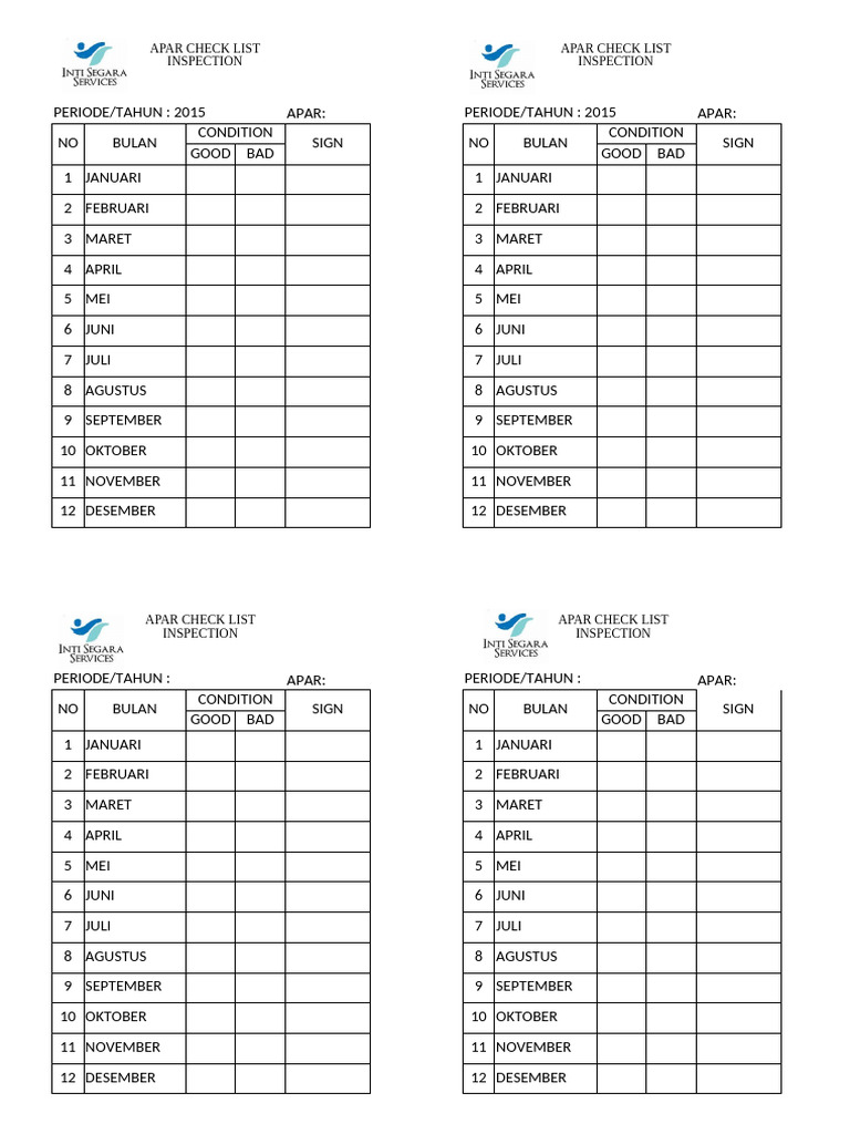 Apar Inspection Check List Ok | PDF