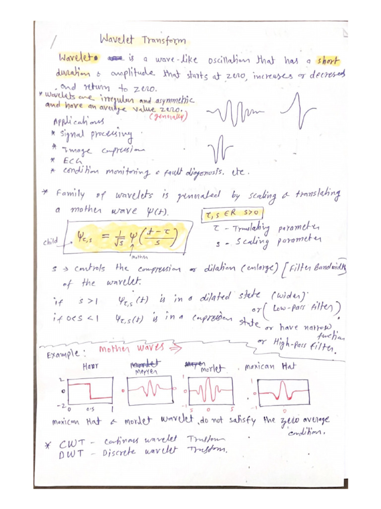 Wavelet Transform | PDF