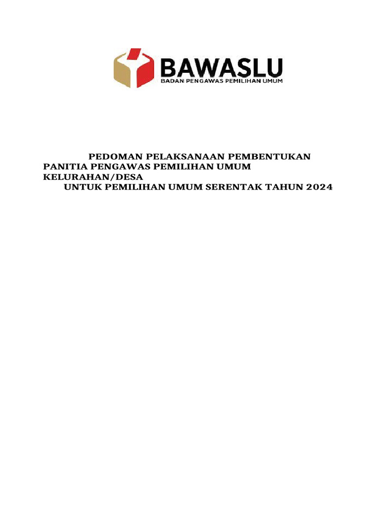 Panduan Pembentukan Panwaslu 2024 | PDF