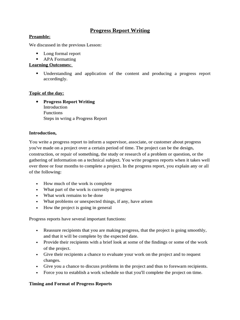 Lesson 13 Intro to Progress Report | PDF Lesson 13 Intro to Progress Report | PDF