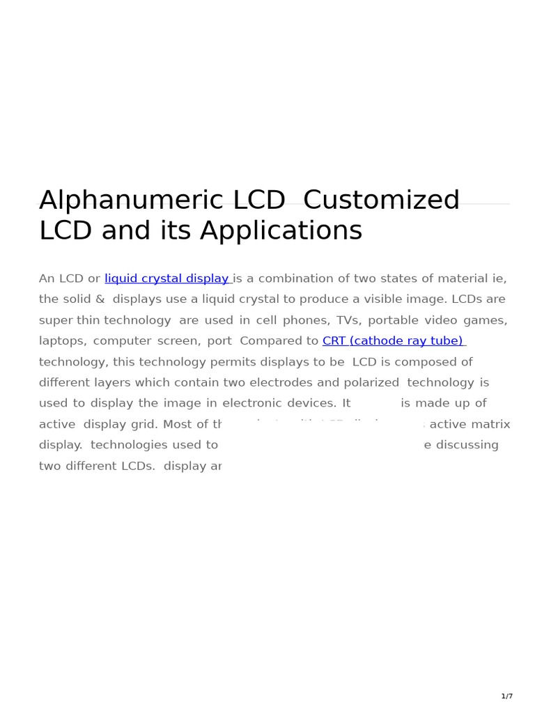 Difference Between Alphanumeric and Customized LCD Display | PDF ...