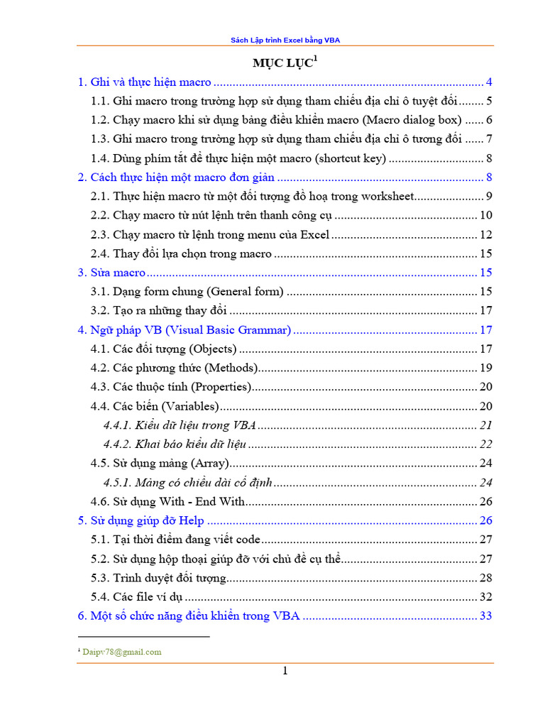 Giao Trinh Lap Trinh Vba Cho Excel PDF | PDF