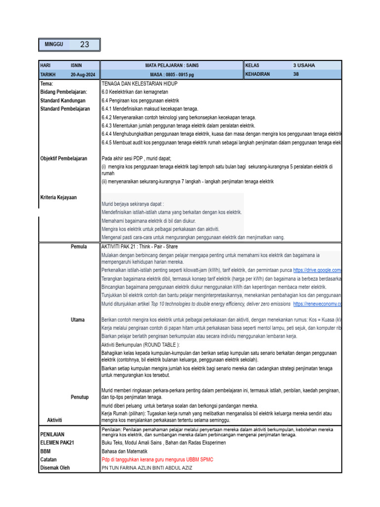 ERPH MINGGU 23 - 2024 - Google Sheets | PDF