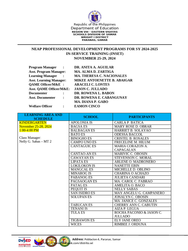 Inset2024 Final For Elem 2 | PDF | Philippines
