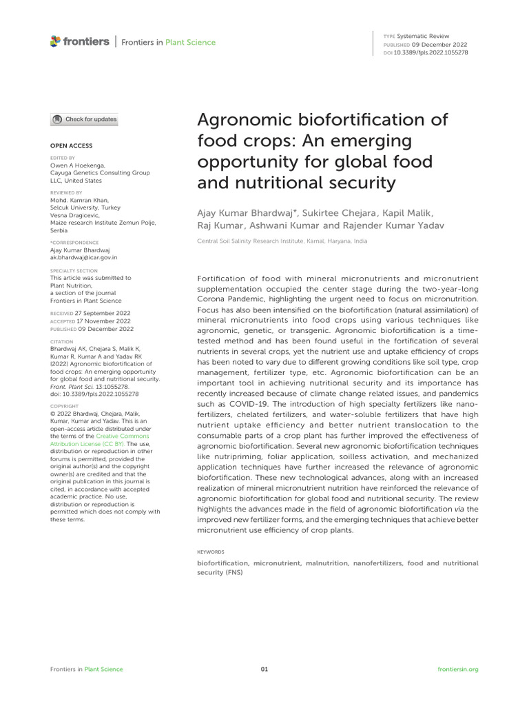 Biofortification | PDF | Fertilizer | Malnutrition
