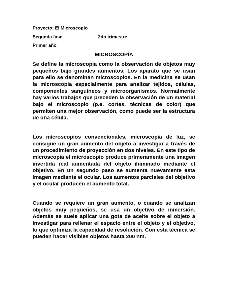 El Microscopio Segunda Fase | PDF | Microscopio | Óptica