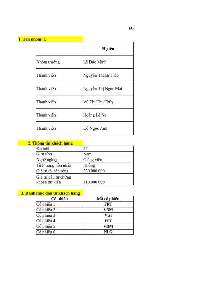 Xây dựng DMDT rủi ro tối ưu theo Markowitz version 1.xlsb | PDF