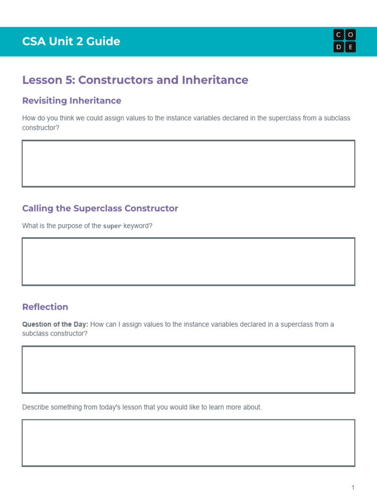 CSA Unit 2 Guide 2023-2024 | PDF