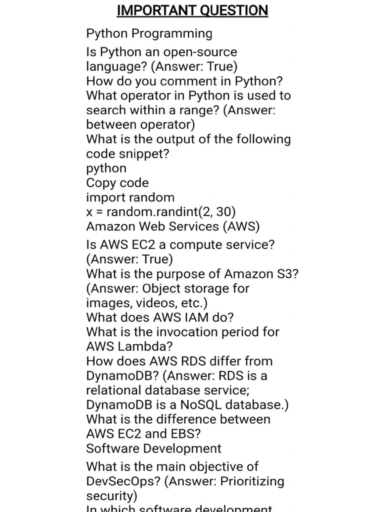 Python, AWS, Java & Database FAQs | PDF | Software Engineering | Data ...