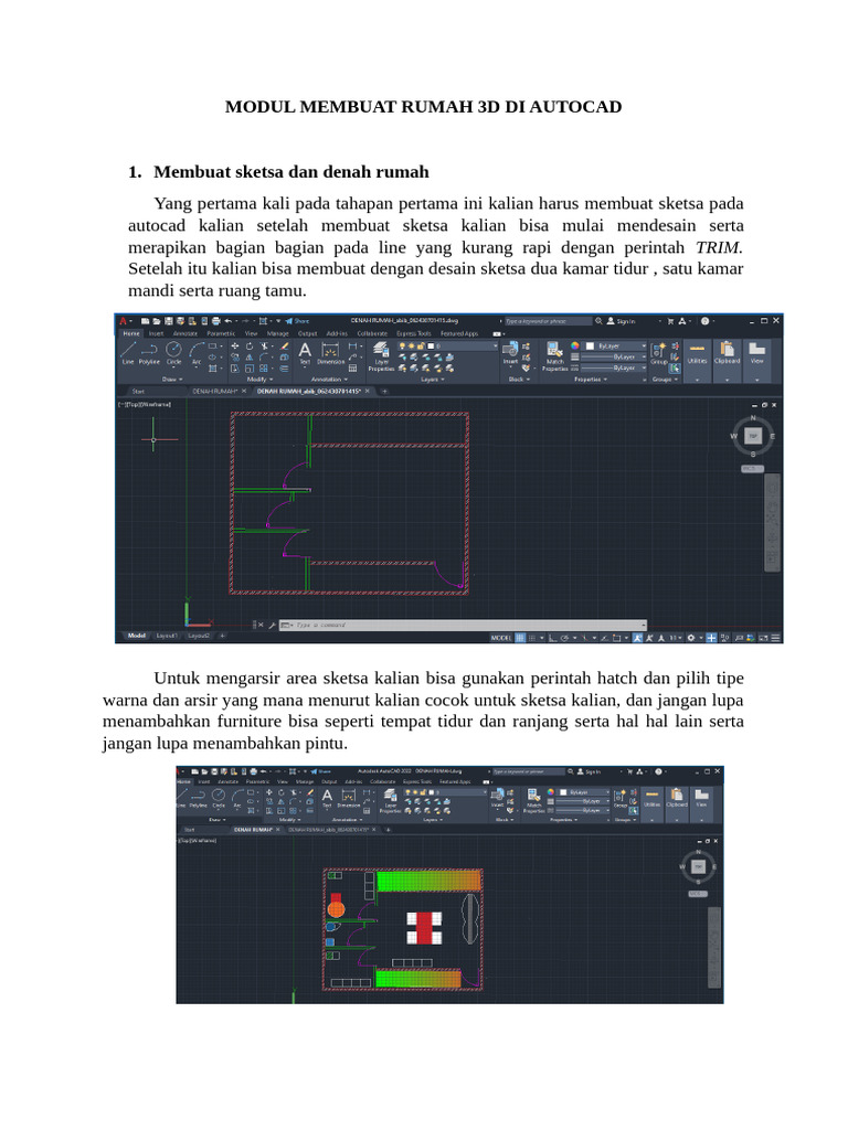 Modul Membuat Rumah 3d Di Autocad | PDF