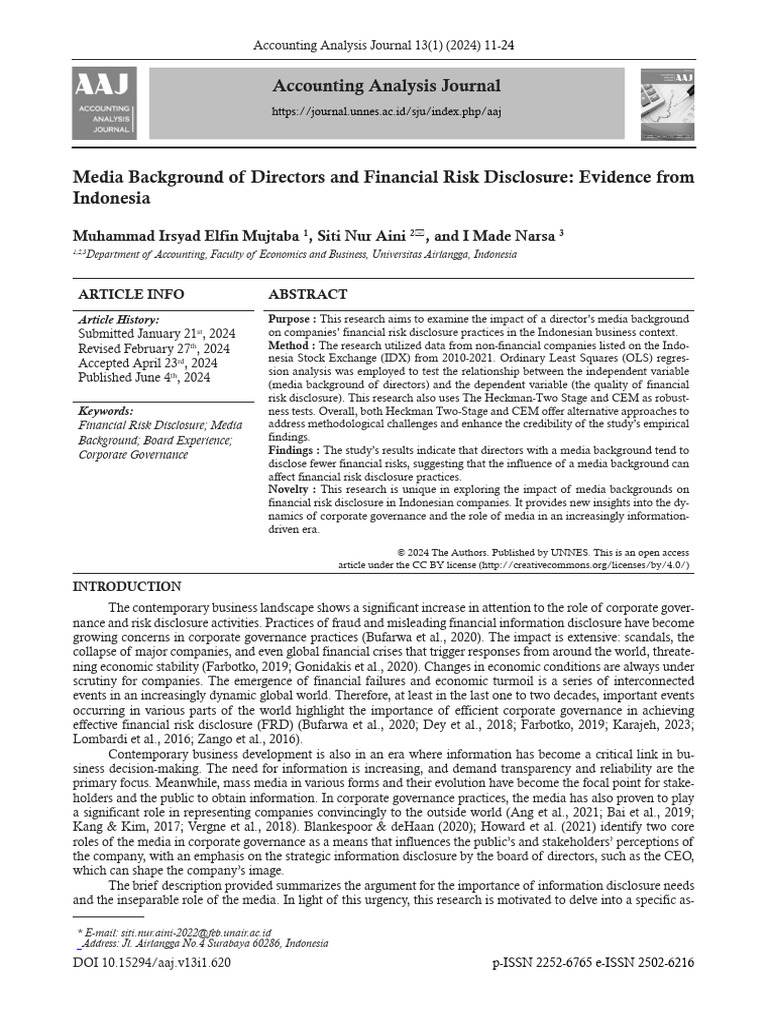 template jurnal MO | PDF | Risk | Regression Analysis