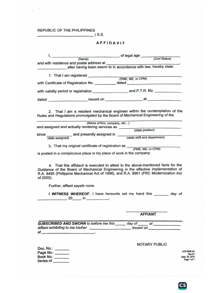 PRC Affidavit BME | PDF