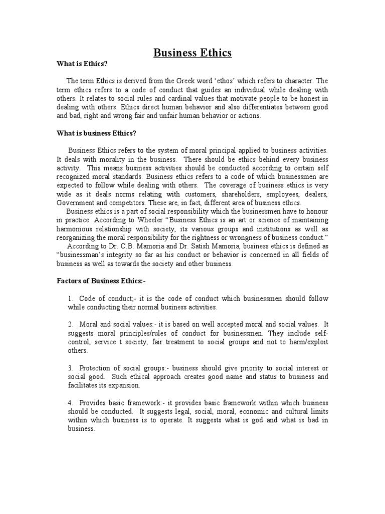 Business Ethics Notes | PDF | Business Ethics | Morality