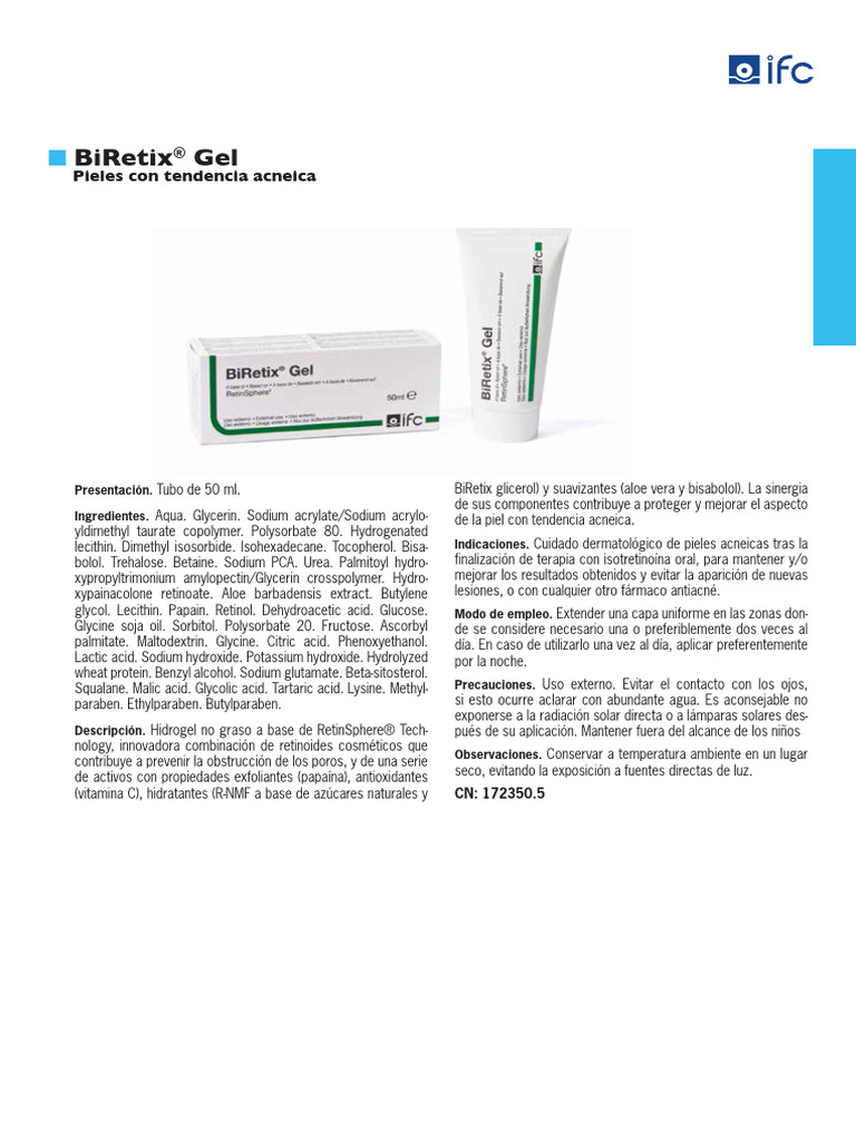 Gel BiRetix para pieles acneicas | PDF