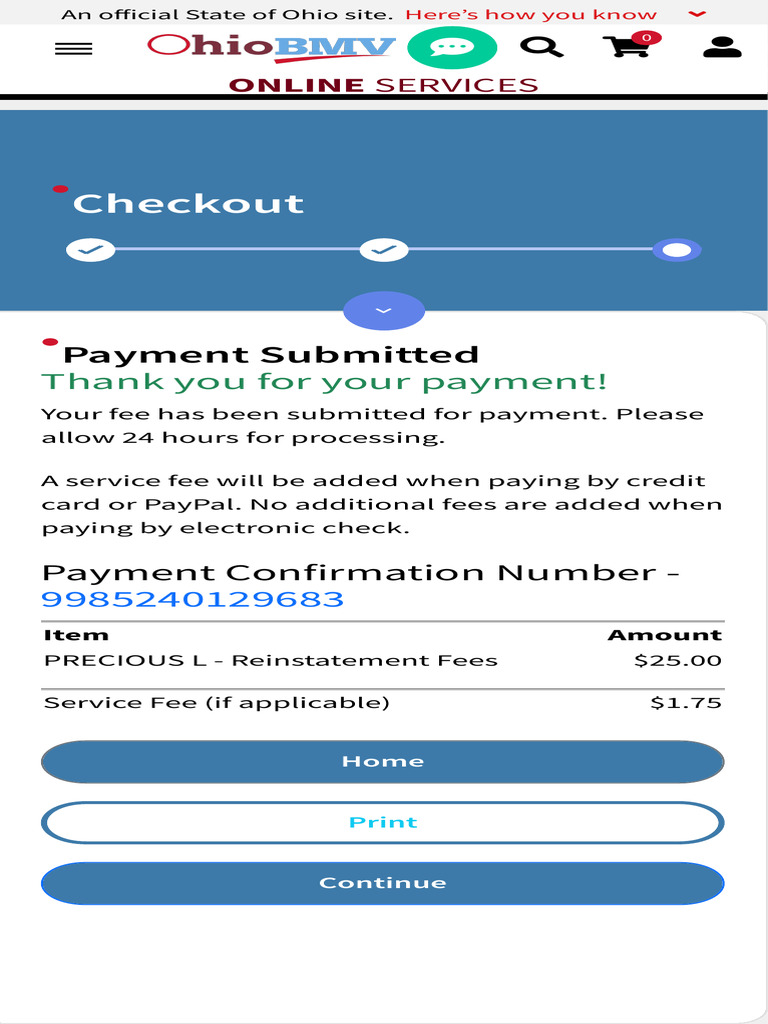 Ohio BMV - Online Services | PDF