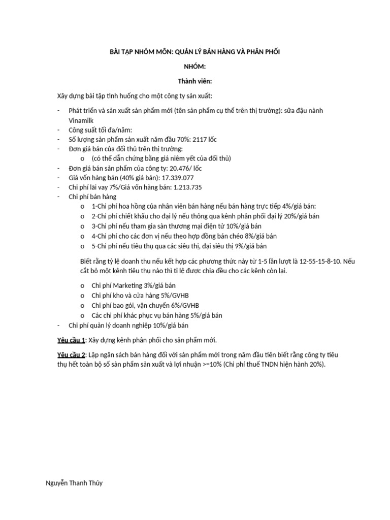 BT Nhom QLBH Va PP-budget | PDF