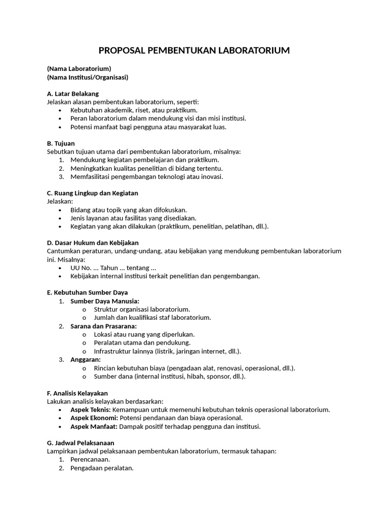Format Proposal Pembentukan Laboratorium | PDF