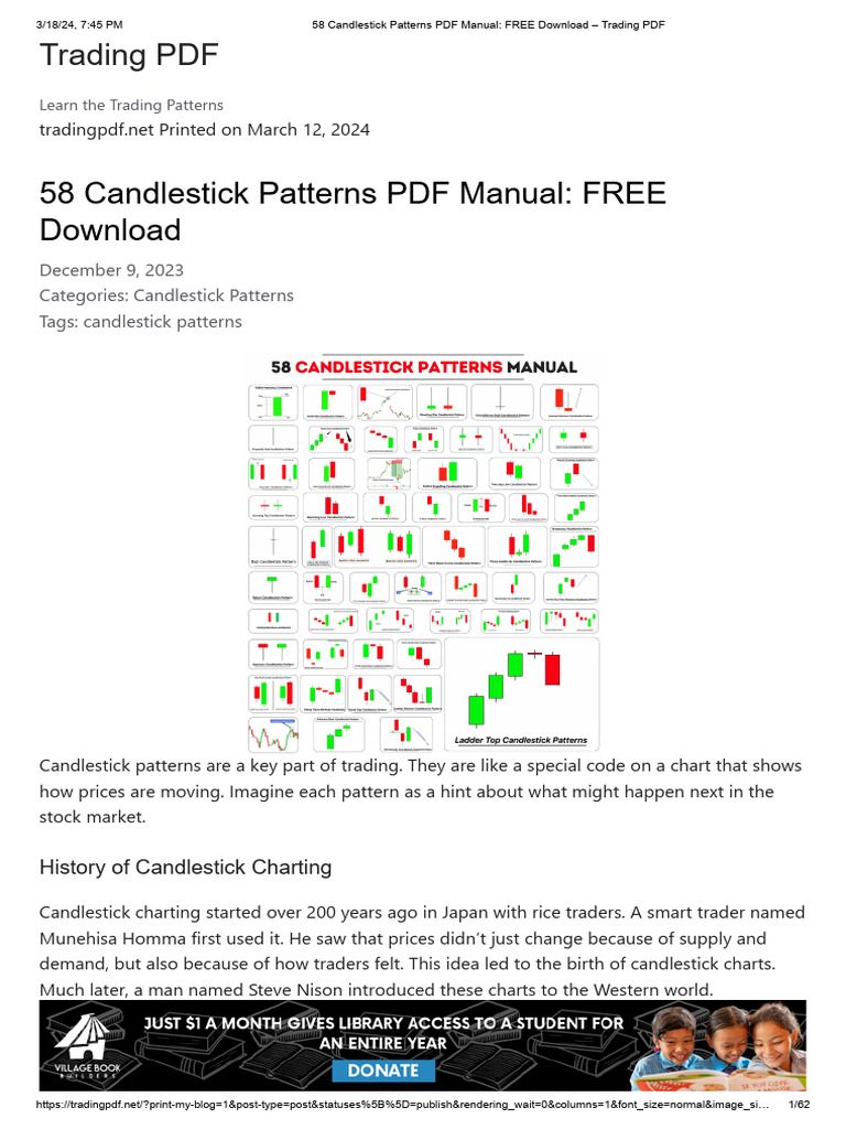 58 Candlestick Patterns Manual PDF | PDF | Market Trend | Technical ...