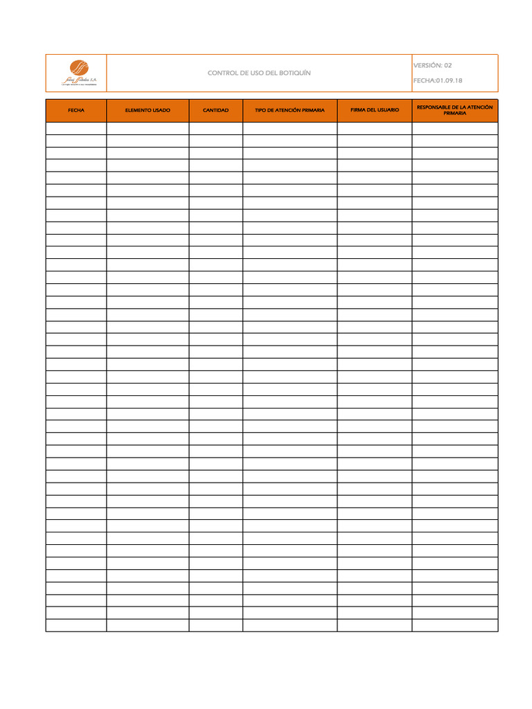 Formato de Control de Uso Del Botiquín | PDF