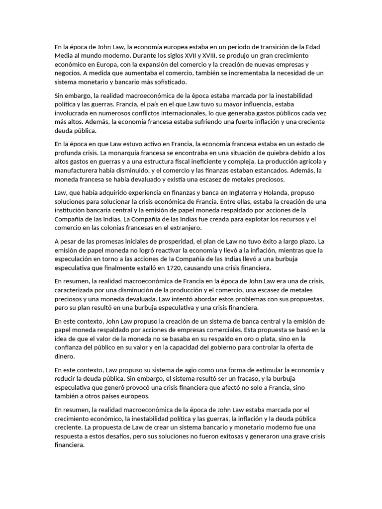 John Low | PDF | Inflación | Crisis financiera