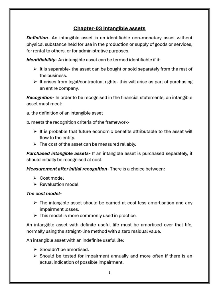 Chapter-03 Intangible Assets | PDF | Intangible Asset | Fair Value