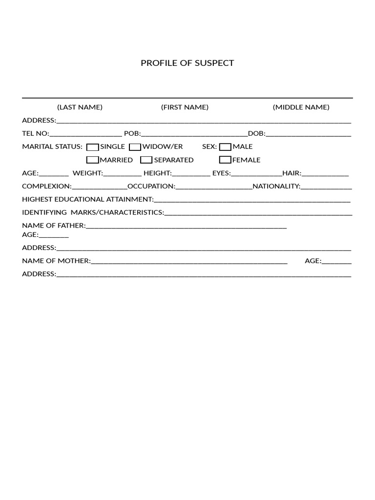 Profile of Suspect | PDF