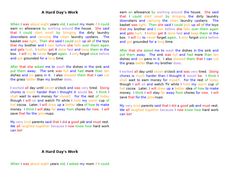 Grade Three Dolch Word Story | PDF