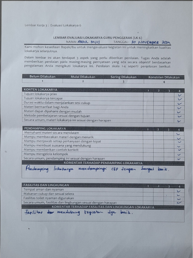 Lembar Evaluasi Loka 6 - Muis | PDF